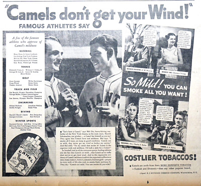 1935 Newspaper Page - New York Giants Mel Ott Came Cigarettes Ad | eBay