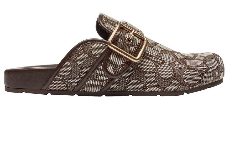 Coach Women's Signature Jacquard Round Toe Archival Buckle Clogs in Oak ...