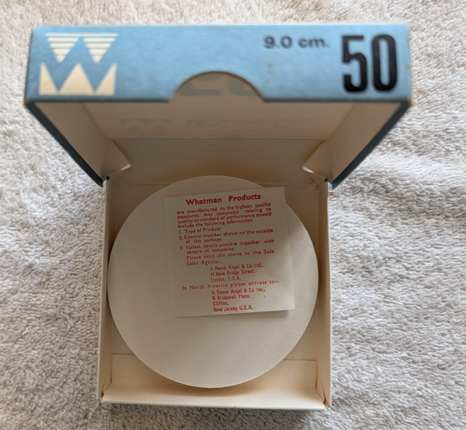 Vintage W&R Balston Genuine Whatman Filter Paper No. 50 & 52 England | eBay