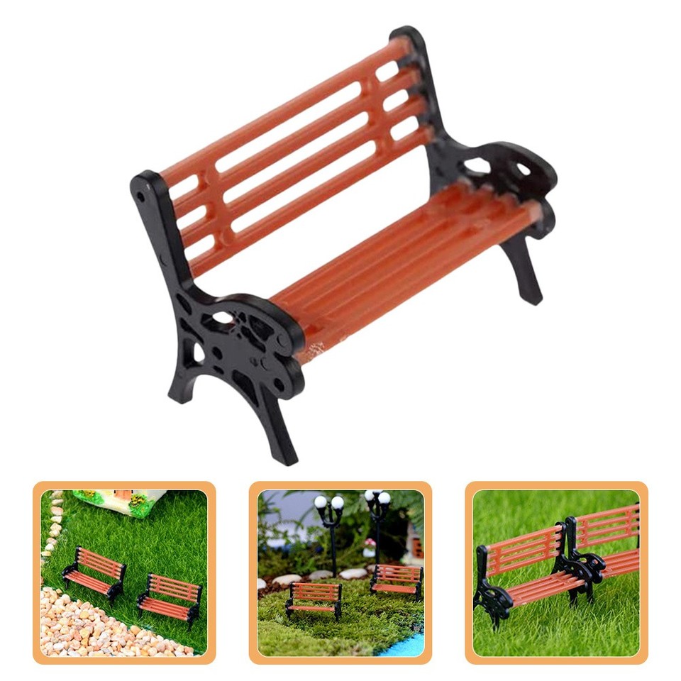 6 Pcs Miniature Wooden Bench Set Miniature Park Seats Dollhouse Garden ...