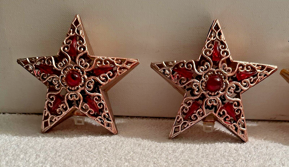 4 Vintage Plastic Jeweled Star Christmas String Light Covers 3 3/4 ...