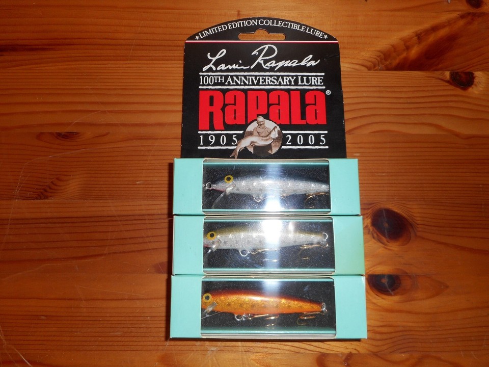 (3) Rapala 100th Anniversary Original Floating Minnow Multi Color Set ...