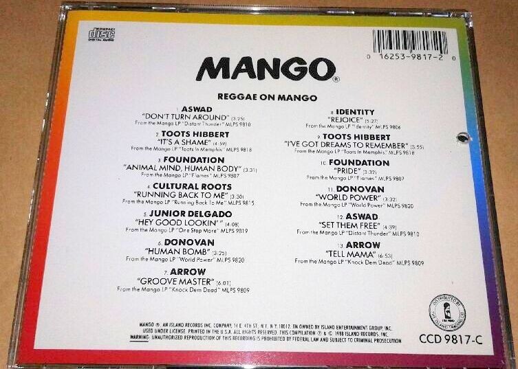 REGGAE ON MANGO-CD-Aswad,Arrow,Toots Hibbert,Junior Delgado,Foundation ...