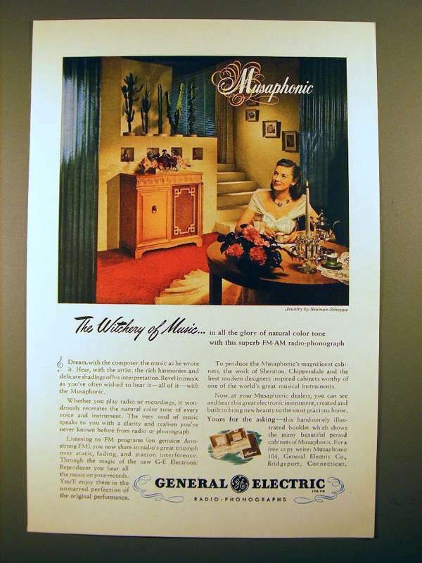 1947 General Electric Musaphonic Radio-Phonograph Ad - Witchery | eBay