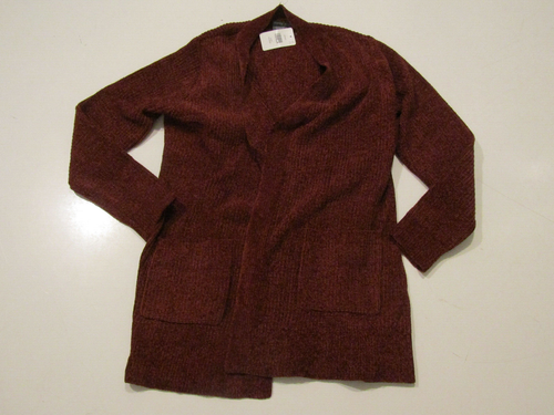 Matty M Rust Red Duster Chenille Open Front Cardigan Size Small NWT ...