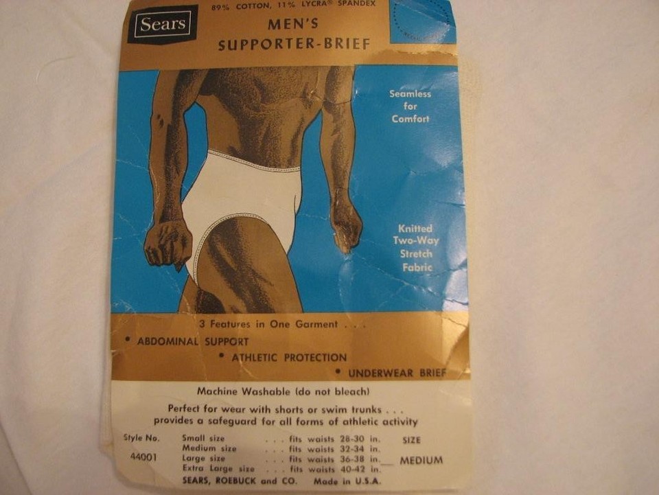 Vintage underwear Sears men's swimmer support brief (Jaunty) Made in ...