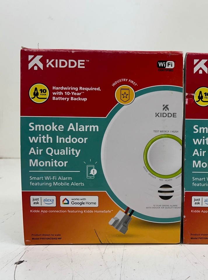 2PK Kidde Smart Hardwired Wi-Fi Smoke Detector and Indoor Air Quality ...