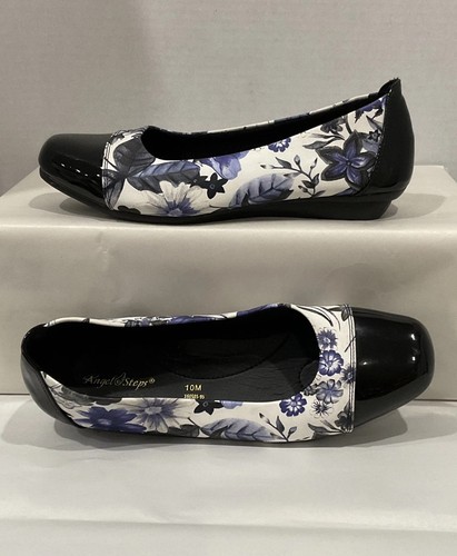 Angel Steps Womens Sz 10-M Shoes Flats Slip On Floral Tropical Navy ...