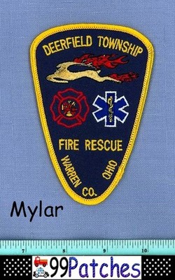 DEERFIELD TWP WARREN COUNTY OHIO Fire Rescue Shoulder Patch MYLAR STAG ...