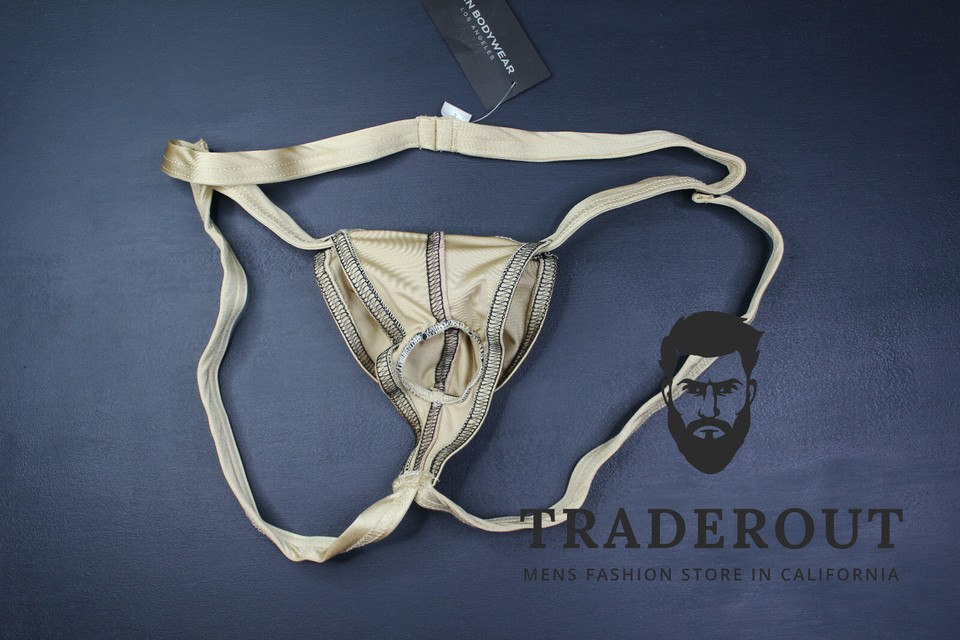 N2N Bodywear Men beige color Titan nylon swim gym jockstrap underwear M ...