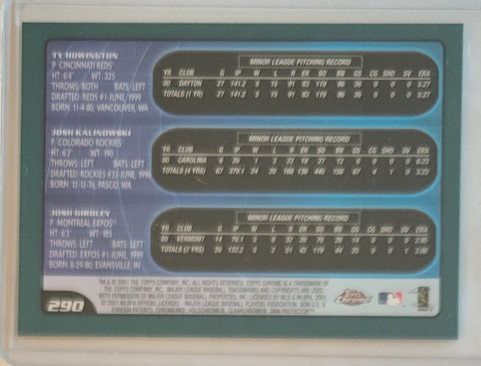 2001 Topps Chrome Prospects #290 Ty Howington/Josh Kalinowski/Josh ...