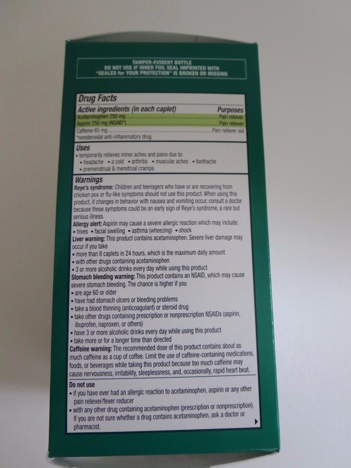 Excedrin Extra Strength Caplets 300 ct Pain Reliever Jumbo Size | eBay