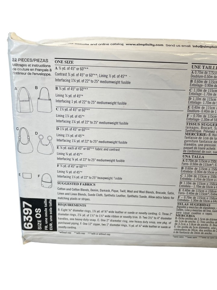 New Look Sewing Pattern 6397 Purse Bag Clutch Satchel | eBay