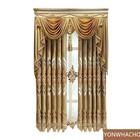 Luxury noble European embroidery gold cloth blackout curtain valance ...