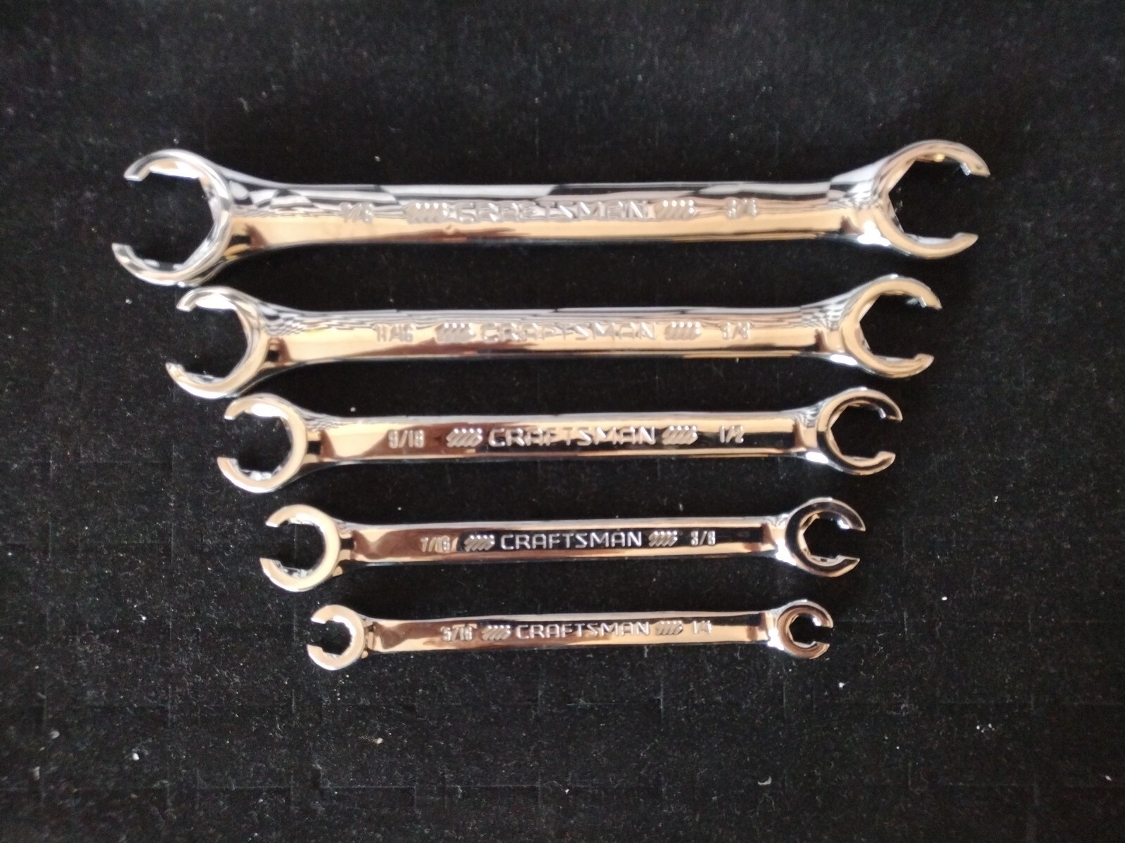 CRAFTSMAN 5 PIECE SAE PROF. FULLY POLISHED FLARE NUT LINE WRENCH SET ...