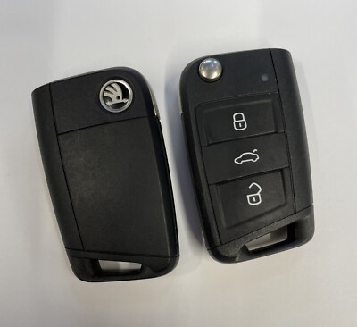 SKODA 3 BUTTON REMOTE FLIP KEY FOB OCTAVIA FABIA ETC! TESTED! LOOK 5E0 ...