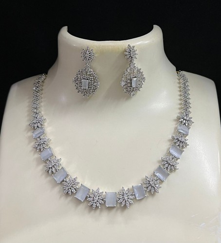 Ad Cz American Diamond Neckless Set Indian Bollywood Bridal Party ...