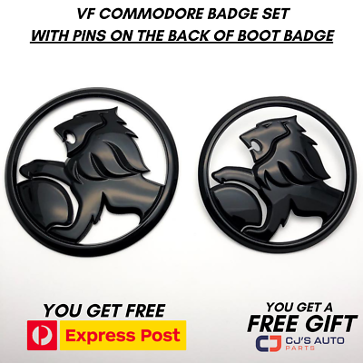 Holden Lion Gloss Black Front Rear Badge Fits VF SS SV6 Calais ...