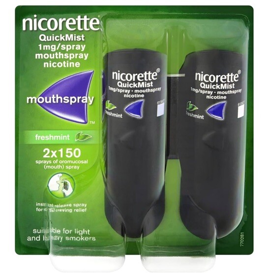 Nicotine Mouth Spray Nicorette QuickMist Mouth 150 1/mg Nicotine Spray