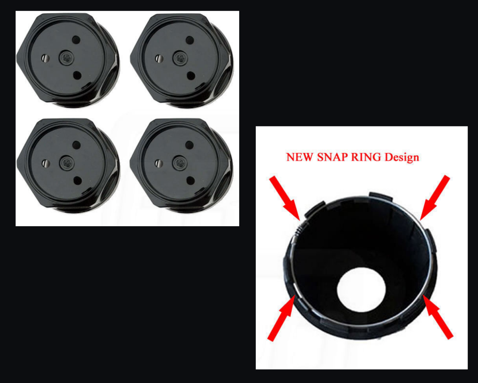 Silver Power 6 Logo Hex Center Cap inlay Set w Snap Ring - SET OF 4 | eBay