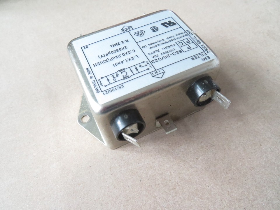 Qualtek 853-20/023 EMI Line Filter Electrical Noise 115/250V 50/60HZ ...