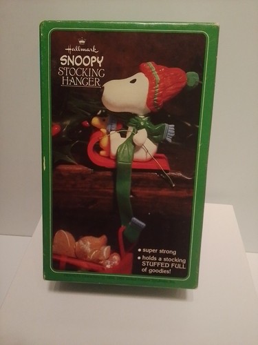 Vintage Hallmark Snoopy &Woodstock 6" Stocking Hanger In Box | eBay