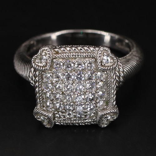 Sterling Silver - JUDITH RIPKA White CZ Pave Heart Braided Ring Size 9 ...