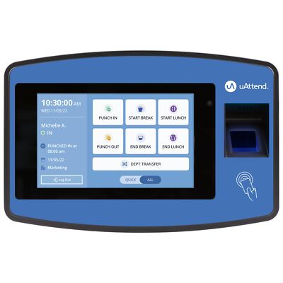 uAttend Biometric Fingerprint Touch Tablet Time Clock System, Blue ...