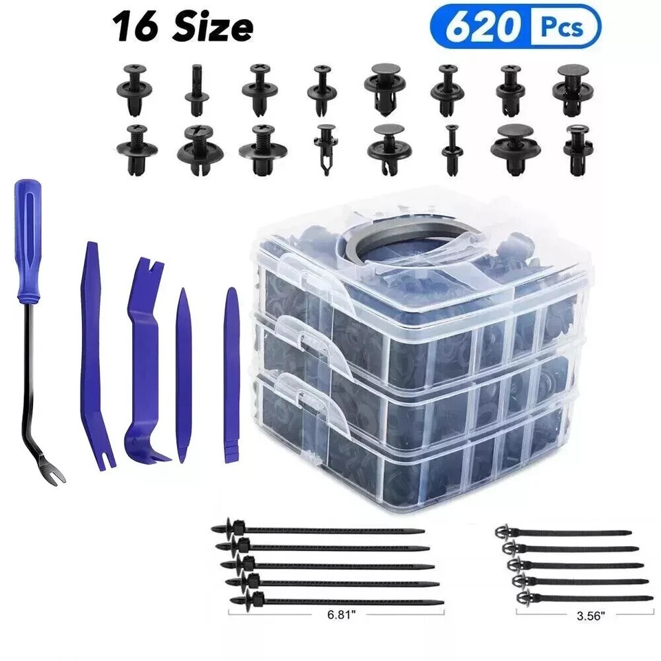650Pcs Car Retainer Auto Fasteners Push Trim Plastic Clips Pin Rivet ...