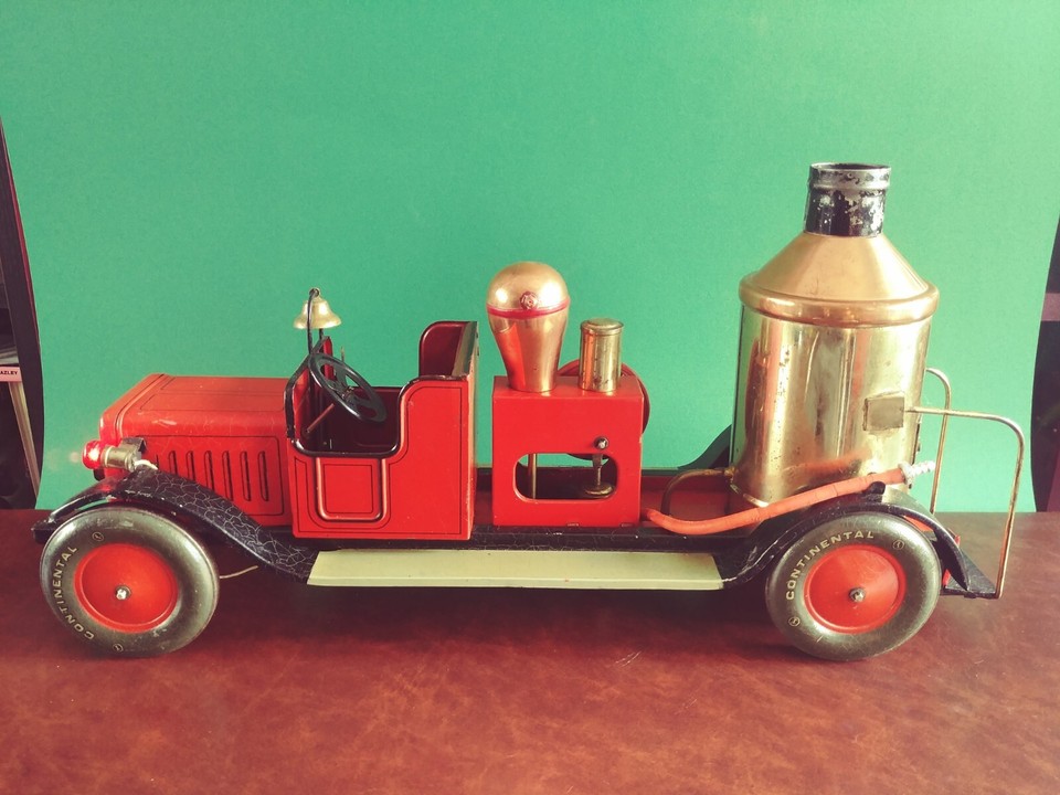Very Rare 1930s BING Tin Wind-up Fire Pumper Engine Truck Tinplate w ...