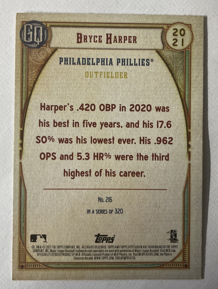 2021 Topps Gypsy Queen Bryce Harper #215 | eBay