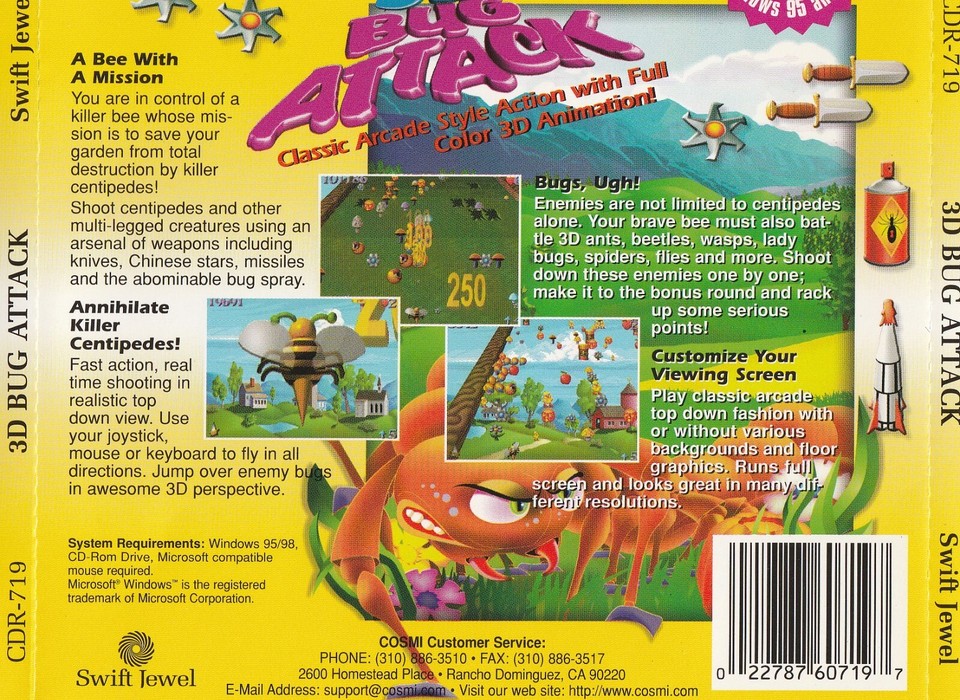3D BUG ATTACK CD-ROM revenge of the killer centipedes SWIFT JEWEL ARCADE GAME !! 22787607197| eBay