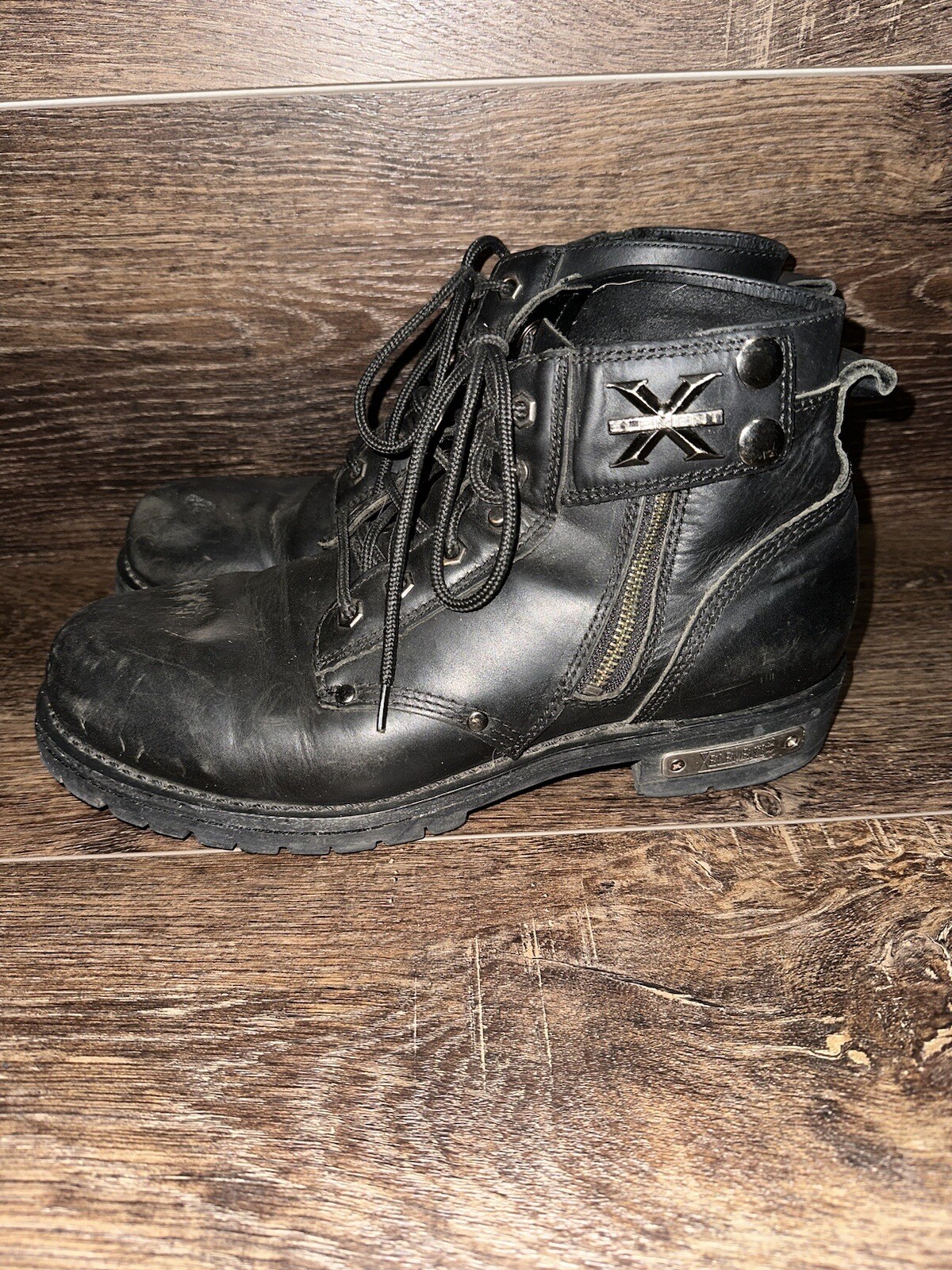 X Element Black Leather Motorcycle Boots Men’s Size 1… - Gem