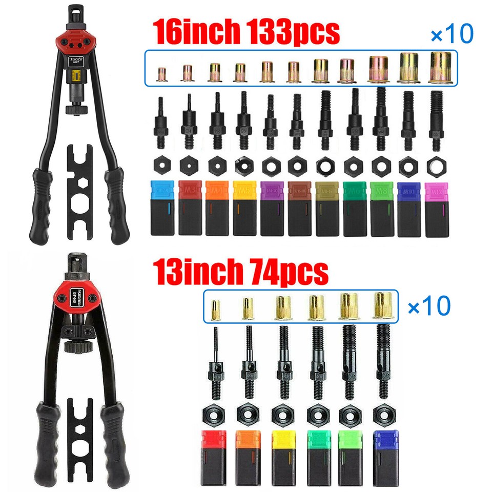 Rivet Gun Kit Rivnut Thread Setting Tool Nut Setter NutSert Metric SAE ...