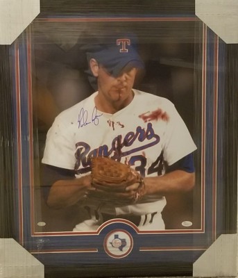 NOLAN RYAN BLOODY LIP TEXAS RANGERS AUTOGRAPHED FRAMED 16 × 20. JSA COA ...