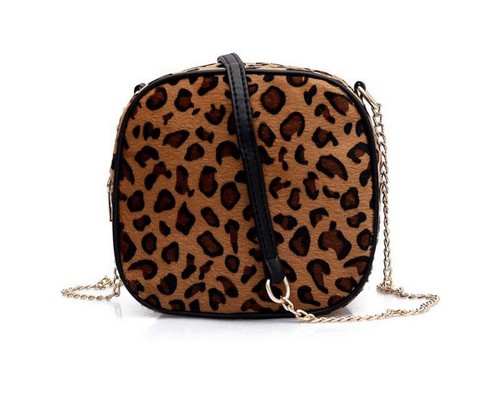 Leopard Plush Square Chain Cross body Handbag | eBay