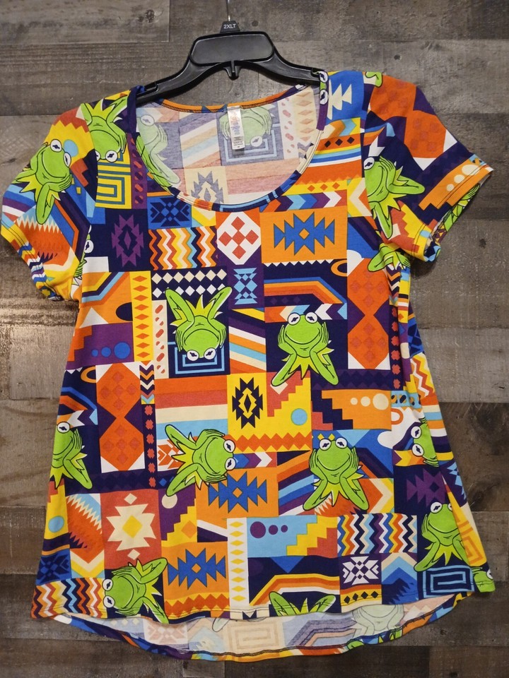 Kermit the Frog Womens M top Y2K Muppets Disney Aztec AOP | eBay