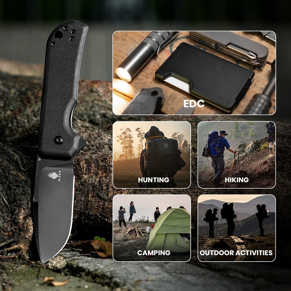 Kizer Nice Guy Drop Point Pocket Folding Knife D2 Blade G10 Handle ...