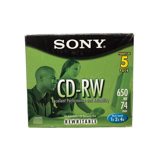 Sony CD-RW 5 Pack Blank Discs 700MB 80 Min Rewritable New Sealed ...