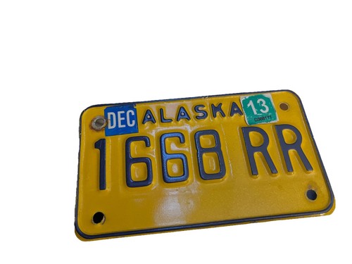 Alaska Motorcycle License Plate 1668 RR Gold & Blue | eBay
