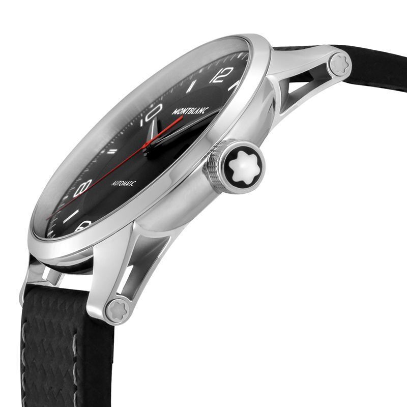 Montblanc Timewalker 43mm Black Leather Band with Stainless Steel Case ...