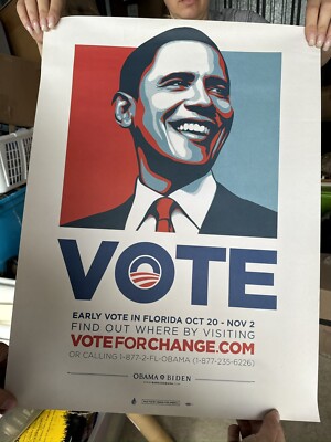 Shepard Fairey Barack Obama Poster. November 4th 2008 17 in x 11in | eBay