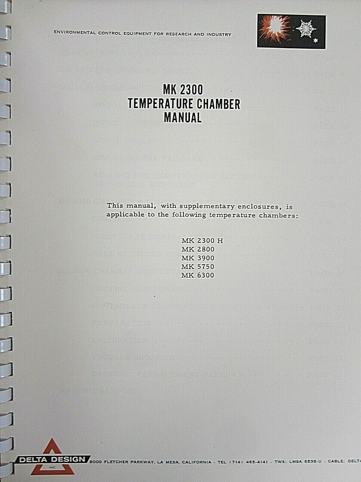Delta Design MK 2300 Temperature Chamber Manual | eBay