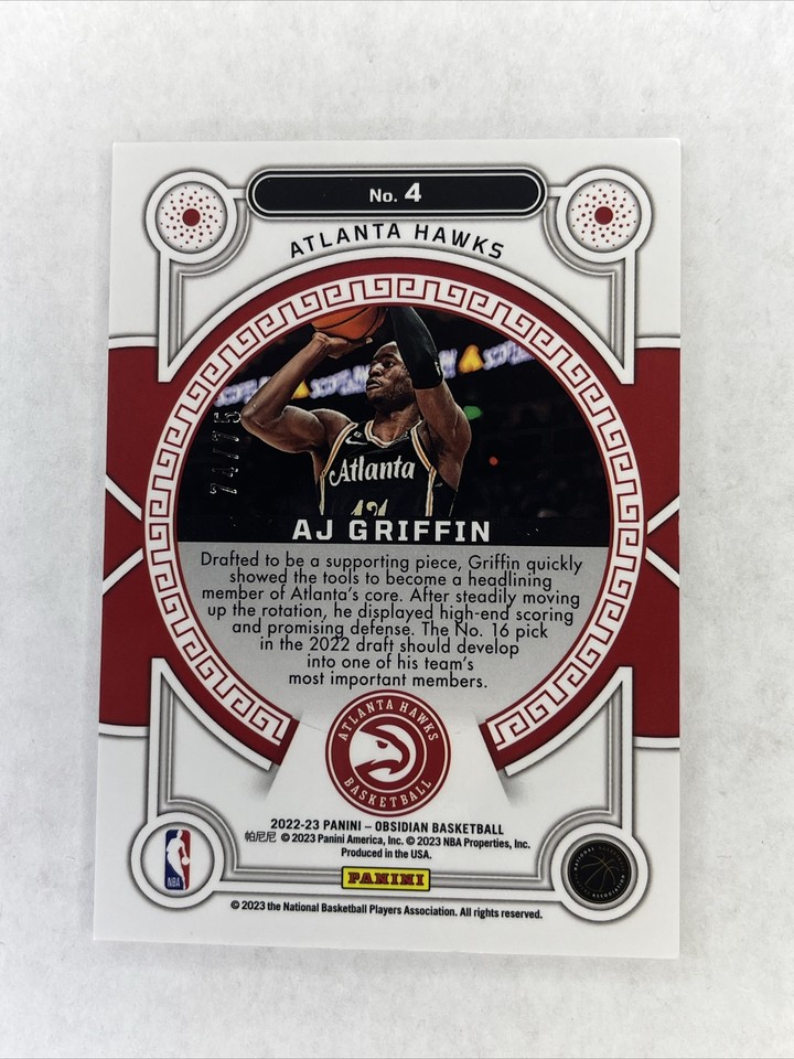 2022-23 Obsidian Basketball ORBITAL AJ Griffin RC ELECTRIC ETCH PURPLE ...
