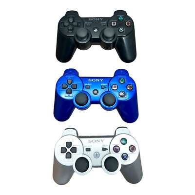 3 PS3 Wireless Controllers Sony PlayStation Black,Blue,Gray Parts Only ...