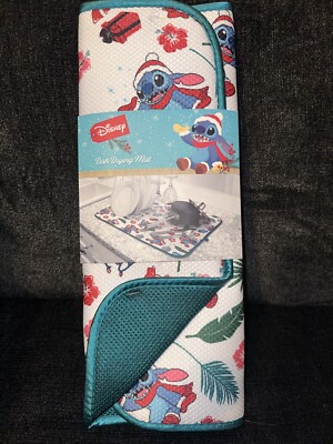 Disney Lilo & Stitch Dish Drying Mat 16”x18” Christmas Palm Leaves 16 ...