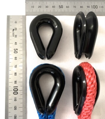 2 x rope thimble - nylon plastic black main (for rope 10 -12mm in ...