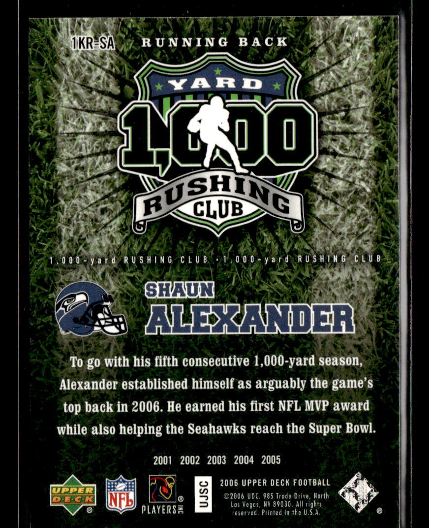 2006 Upper Deck - 1000 Yard Rushing Club #1KR-SA Shaun Alexander for ...