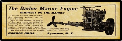 1910 Barber Marine Engines New Metal Sign: 6" x 18" Syracuse, NY | eBay