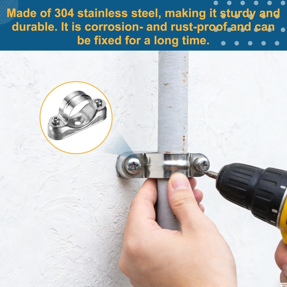 6Pcs Pipe Bracket Clamp M5 × 32mm 304 Stainless Steel Off-Wall Codes ...